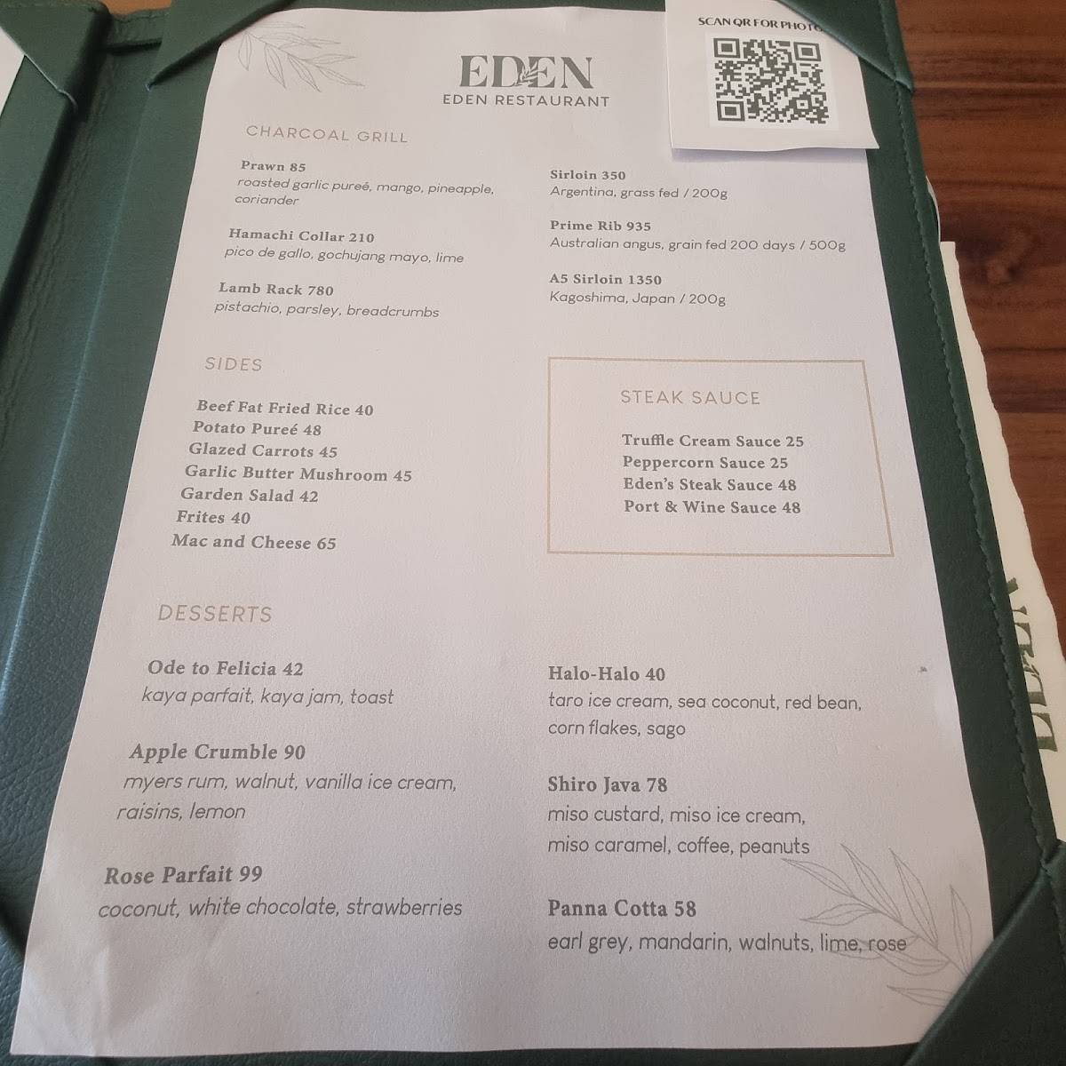 Menu at EDEN Restaurant, Batam