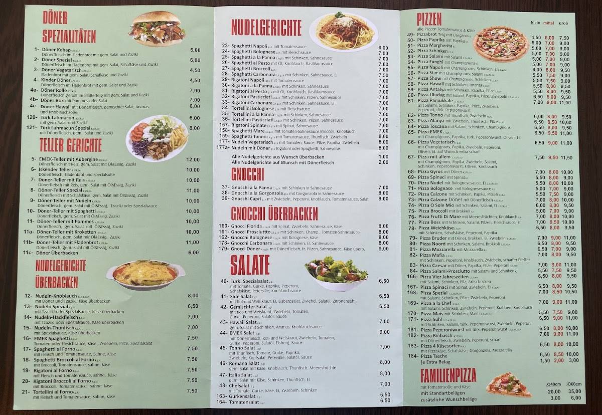 Speisekarte von EMEK Döner-Pizza-Pasta Haus, Suhl