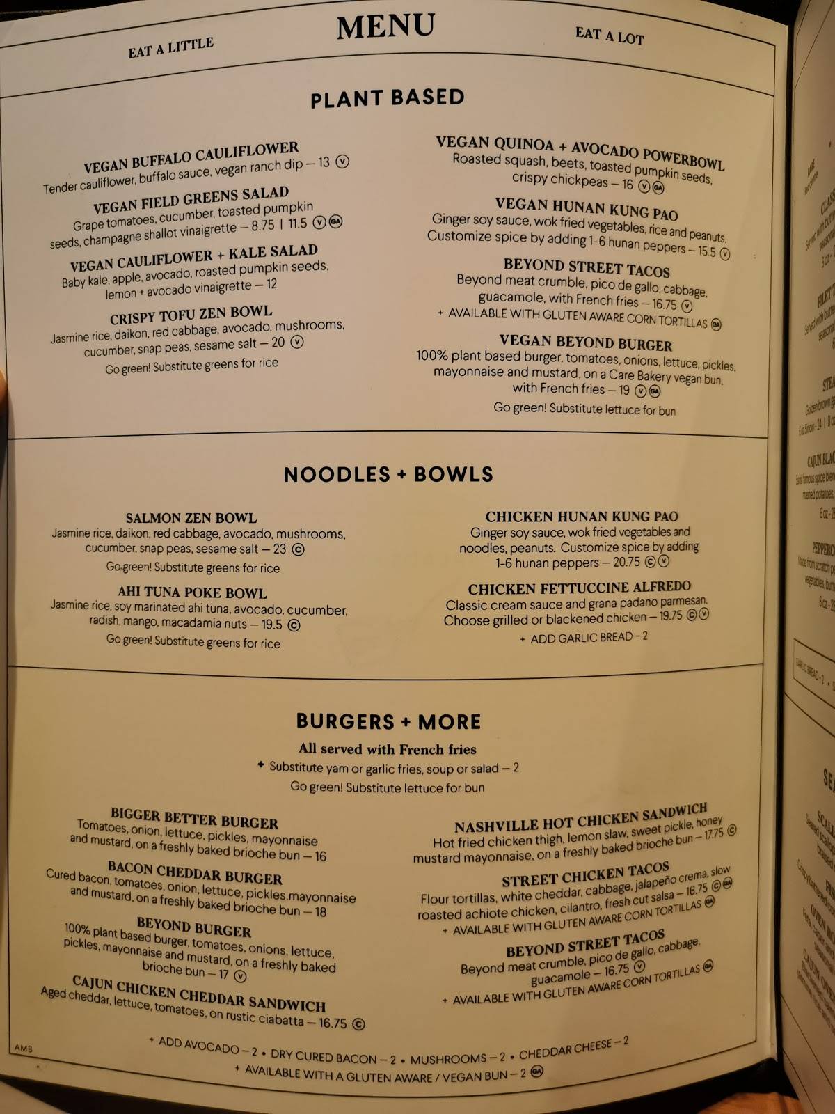 Menu at Earls Kitchen + Bar, West Vancouver, Bellevue Ave