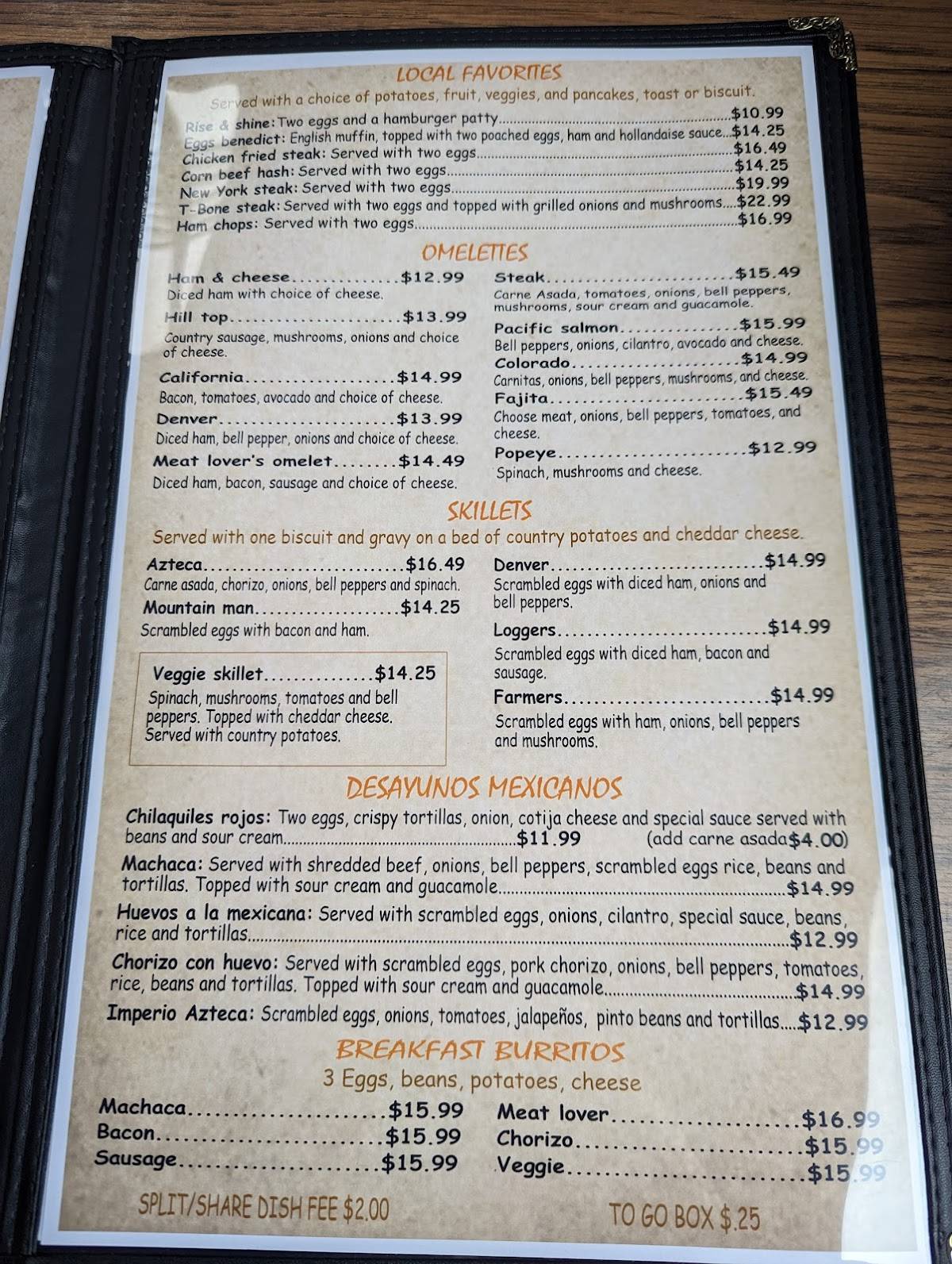 Menu at La Cabaña restaurant, Quincy
