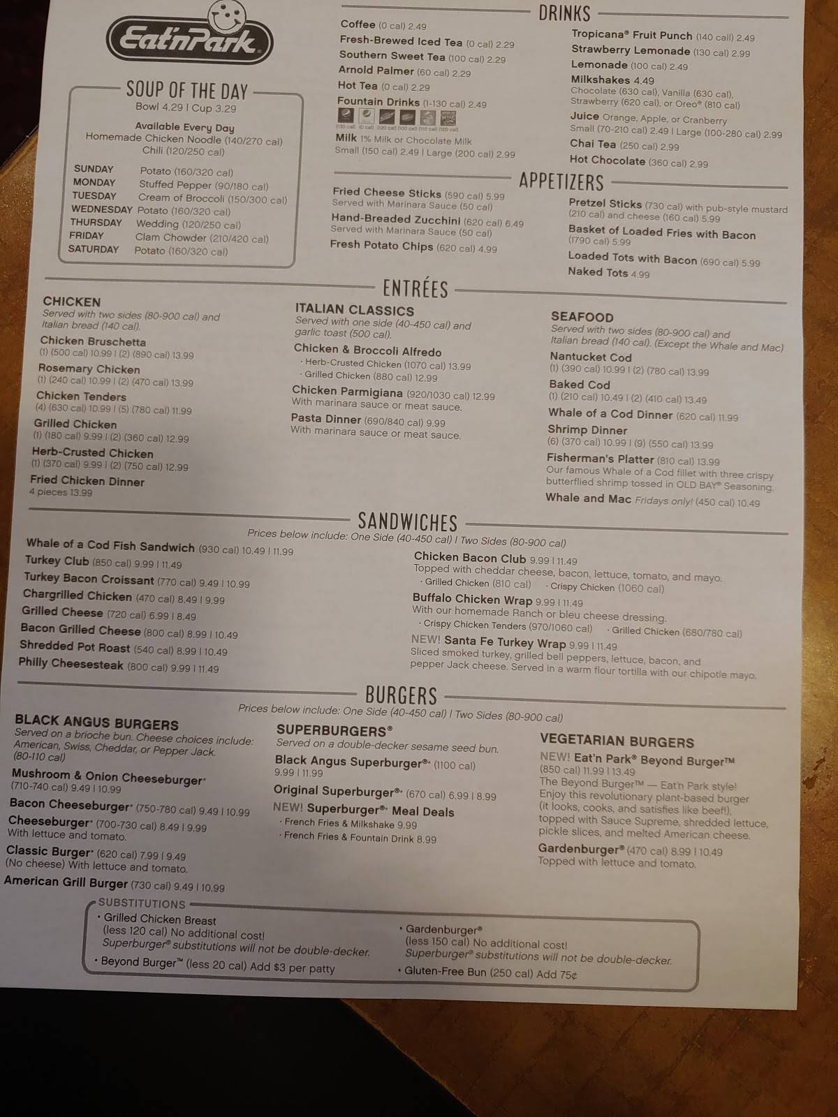 Menu at Eat'n Park restaurant, Belle Vernon