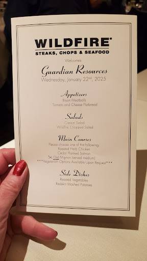 Menu at Wildfire steakhouse, Eden Prairie