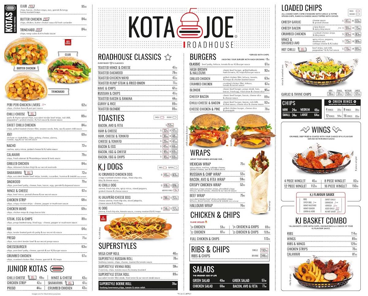 Menu at Kota Joe Roadhouse - Edenvale restaurant, Edenvale, 13 Van ...
