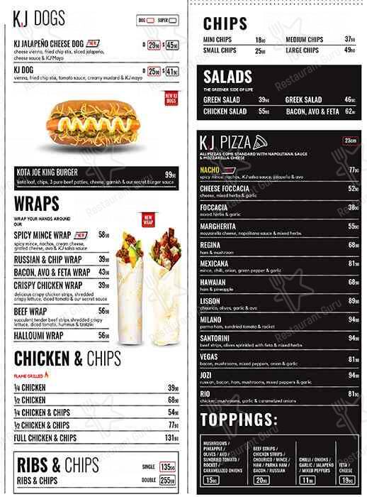 Menu at Kota Joe Roadhouse - Edenvale restaurant, Edenvale, 13 Van ...