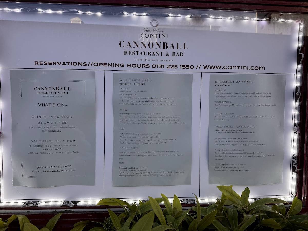 Menu at Cannonball Restaurant & Bar, Edinburgh