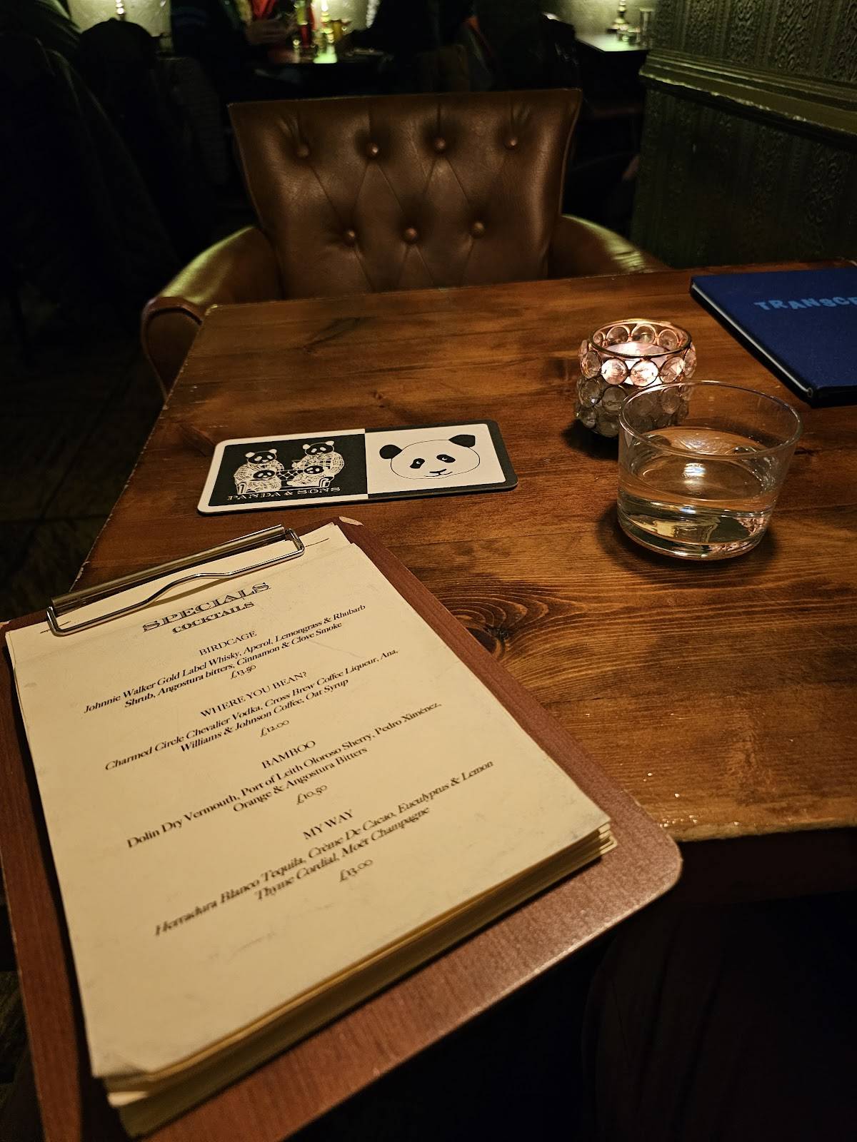 Menu at Panda & Sons pub & bar, Edinburgh