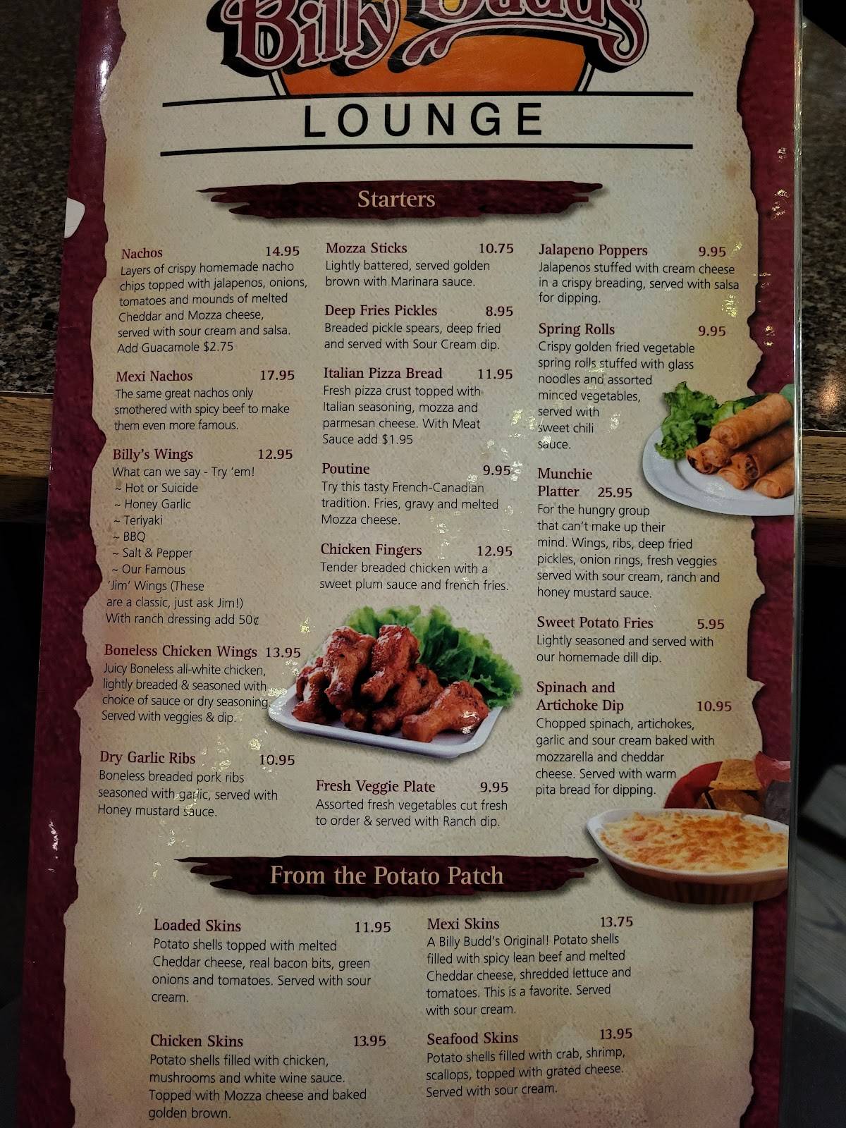 Menu at Billy Budd's Lounge pub & bar, Edmonton