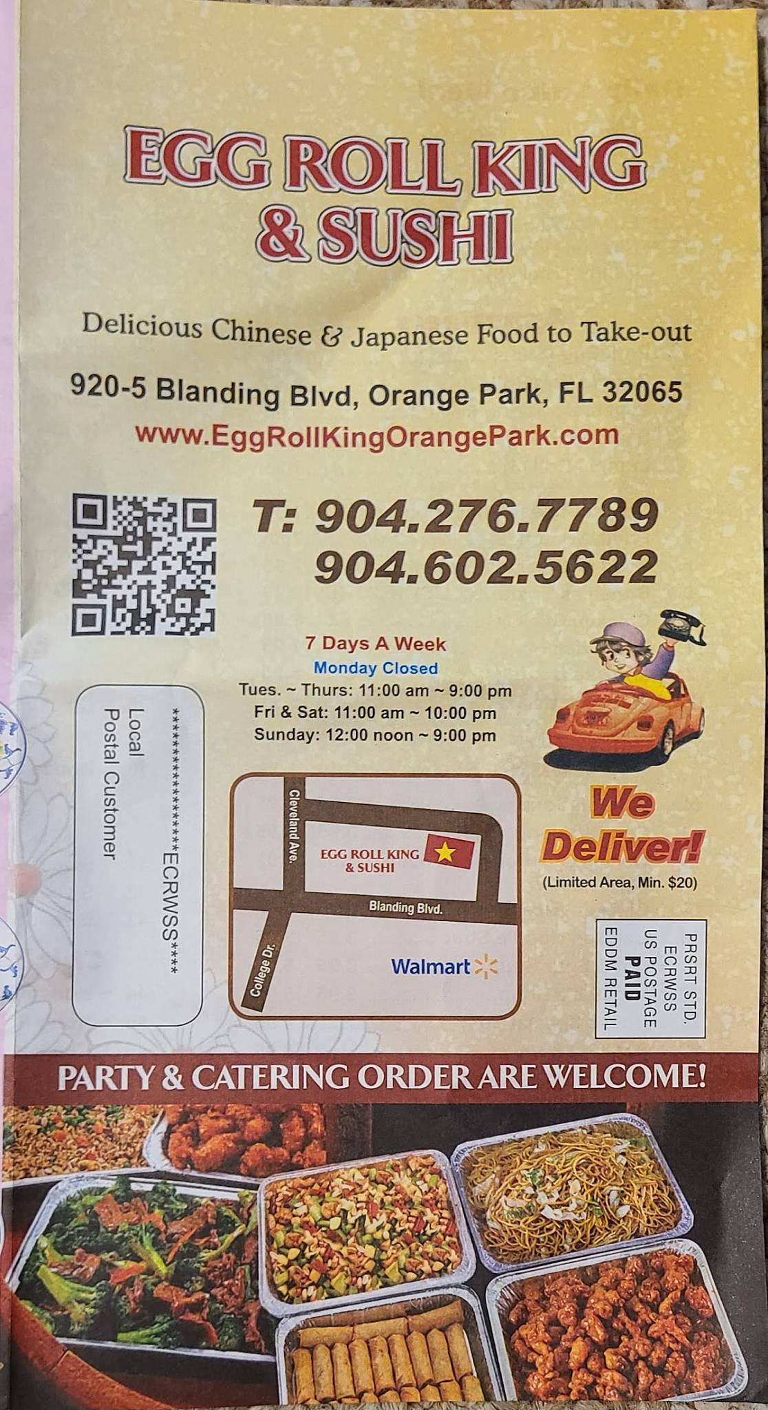 Menu at Egg Roll King & Sushi restaurant, Lakeside, 920 Blanding Blvd