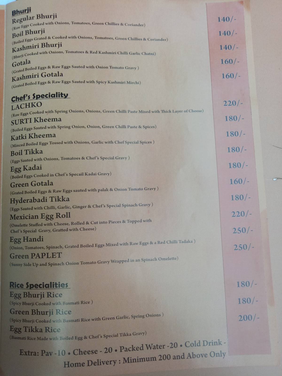 Menu at Egg Station, Mumbai, Shop No.4 & 5