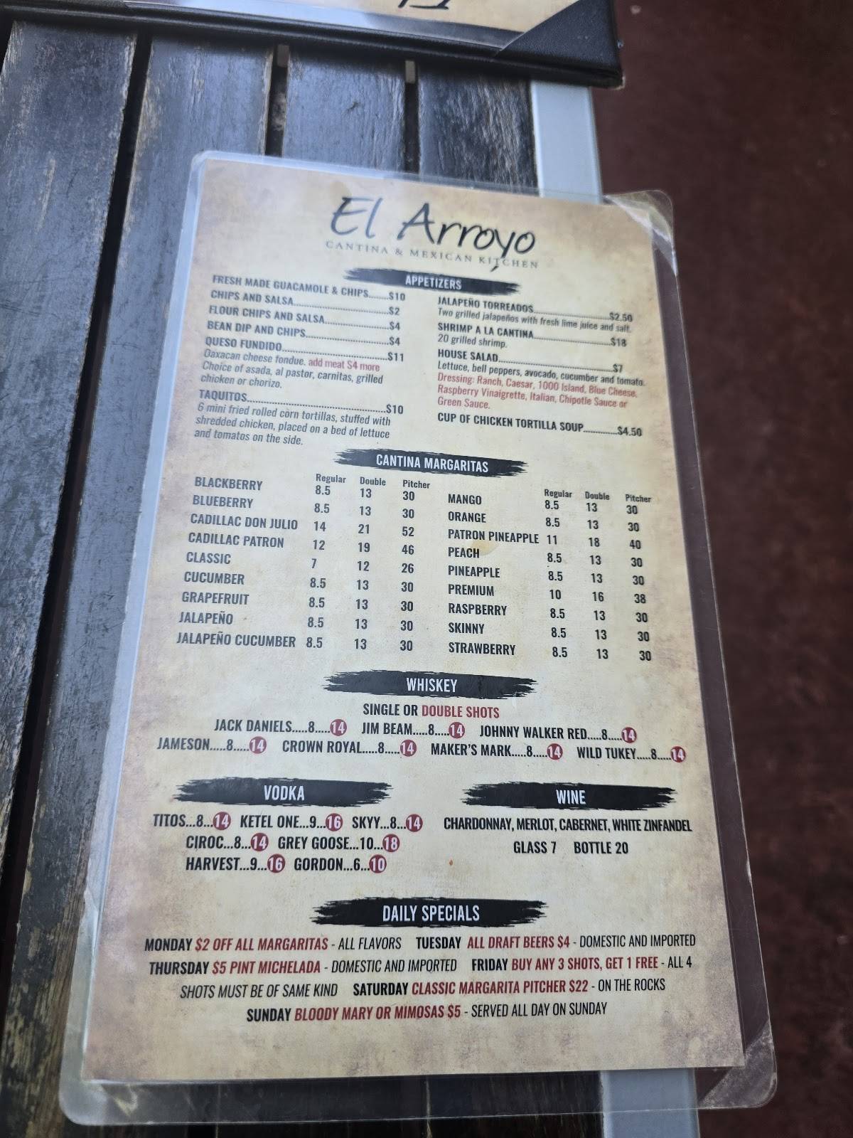 Menu at El Arroyo Cantina & Méxican Kitchen restaurant, Sonora