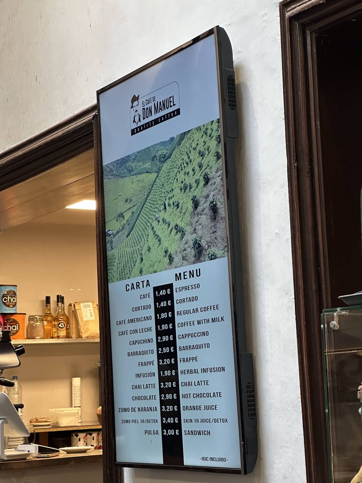 Carta de El Cafe de Don Manuel, Santa Cruz de la Palma, C. Anselmo ...
