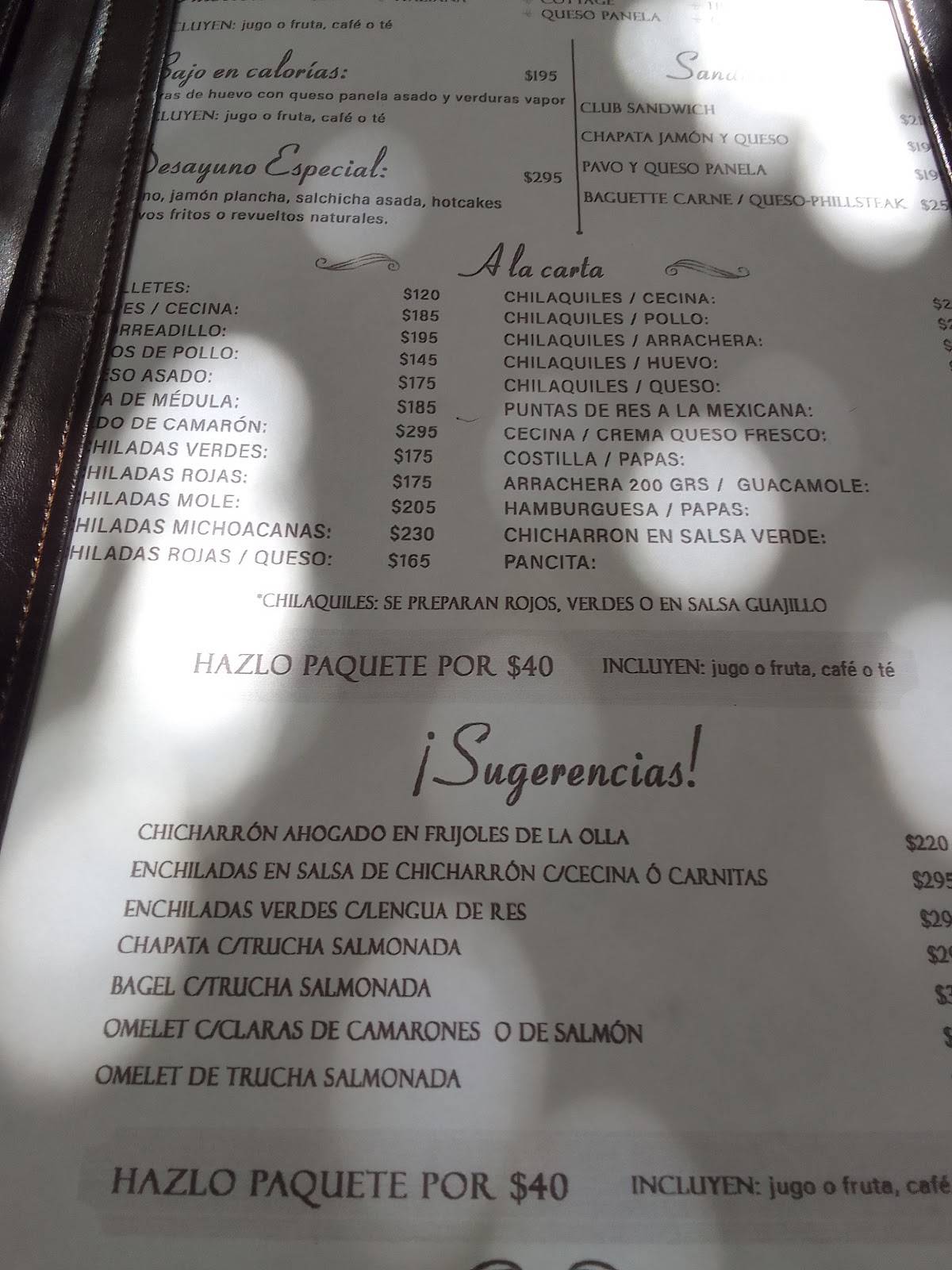 Menu at El Campestre restaurant, Temixco, Taxco - Cuernavaca 185