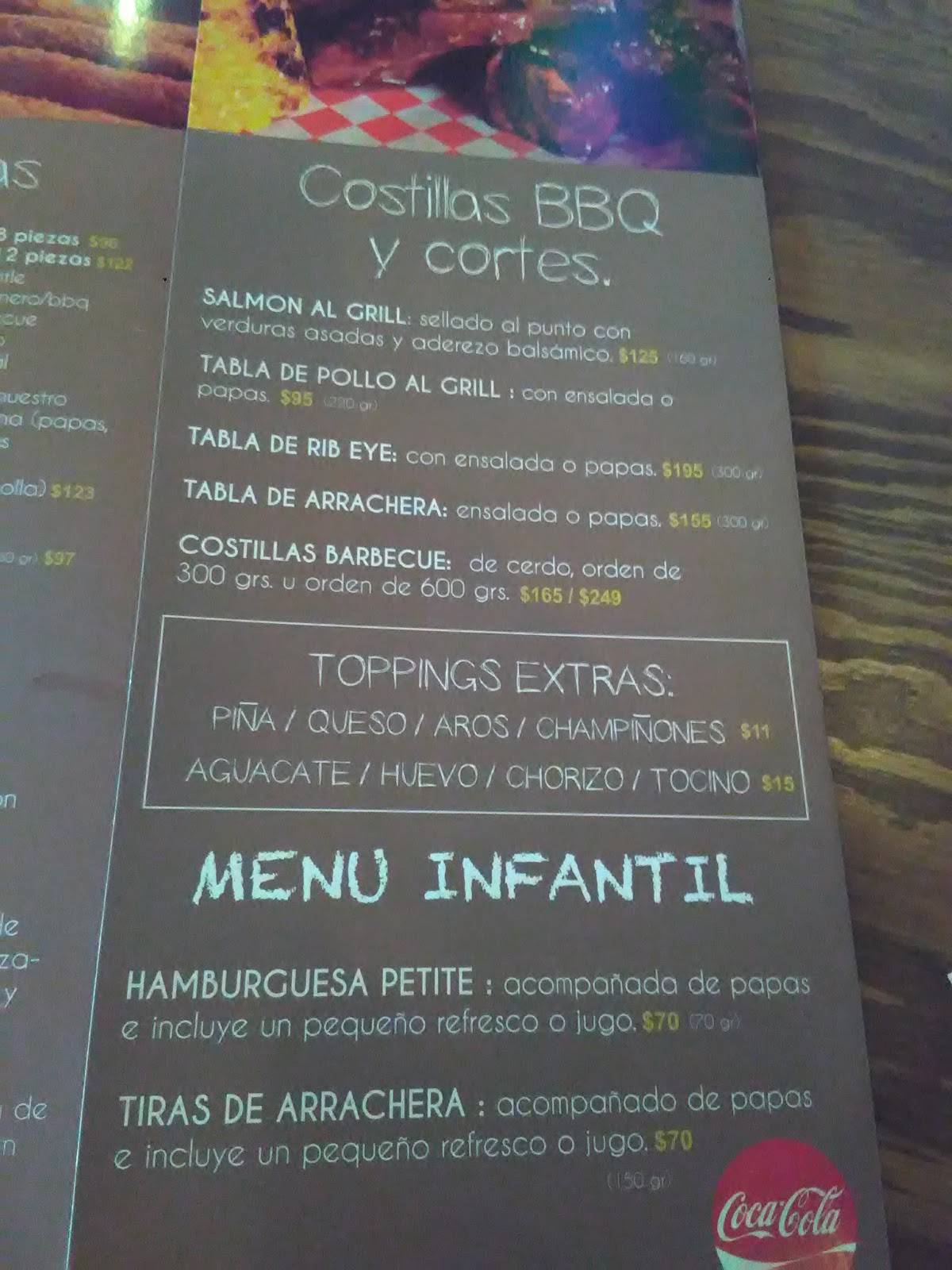 Carta del restaurante El Canibal Providencia, Guadalajara