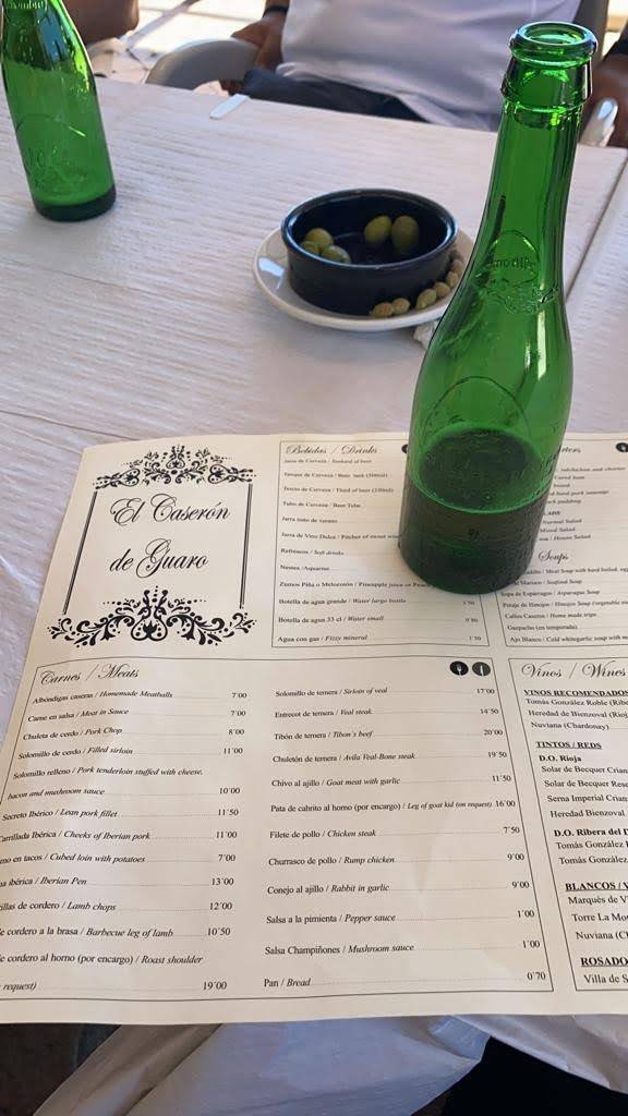 Carta de Restaurante El Caserón De Guaro, España