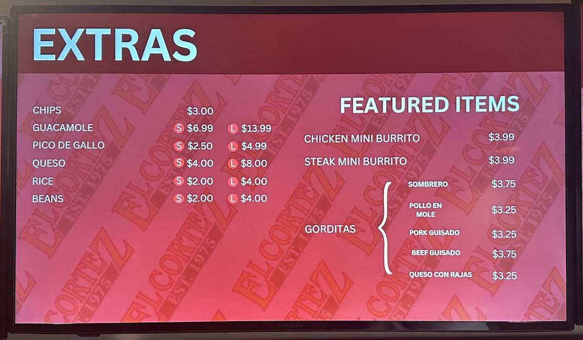 Menu at El Cortez Taqueria & Tortilleria pub & bar, Blue Island