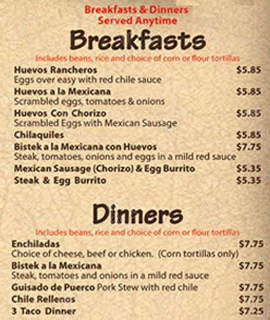 Menu at El Famous Burrito restaurant, Downers Grove, 75th St