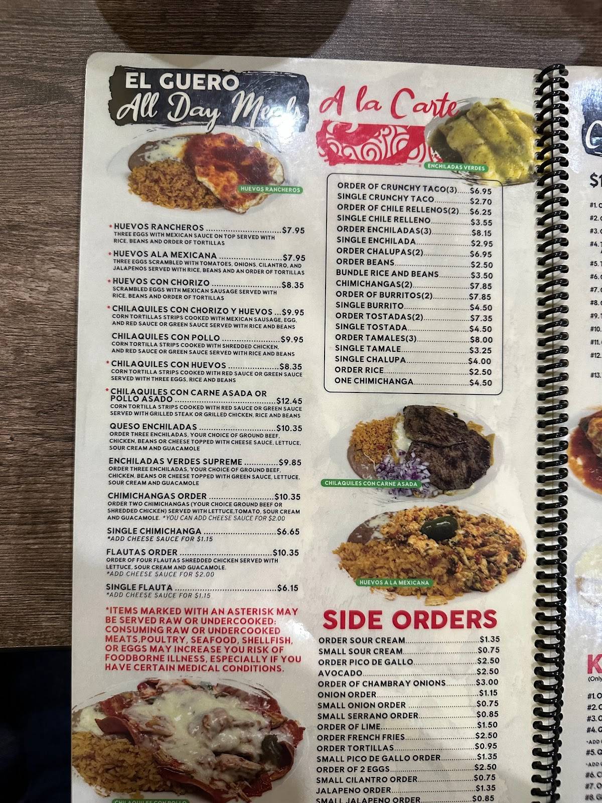 Menu at El Guero Mexican Grill restaurant, Lilburn