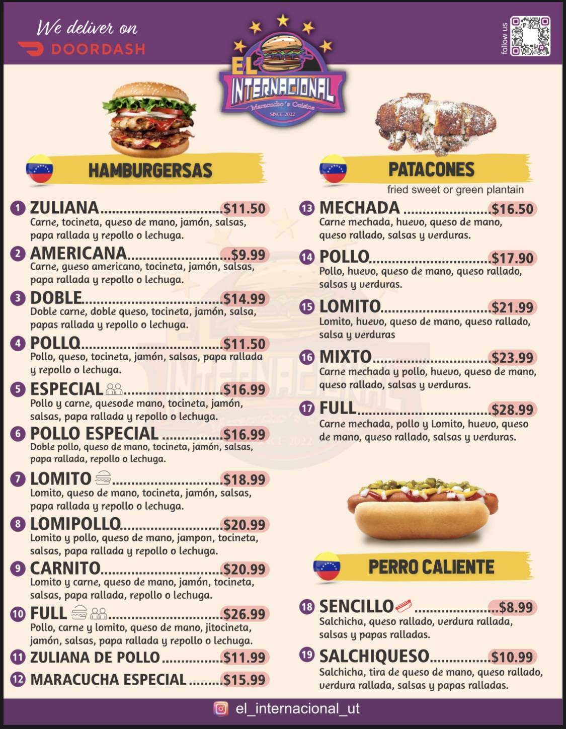 Menu at El Internacional Ut restaurant, Midvale