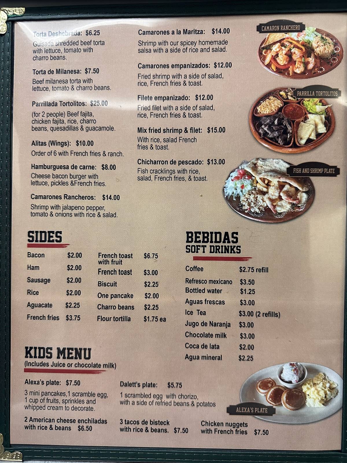 Menu at El Jefe restaurant, Port Isabel