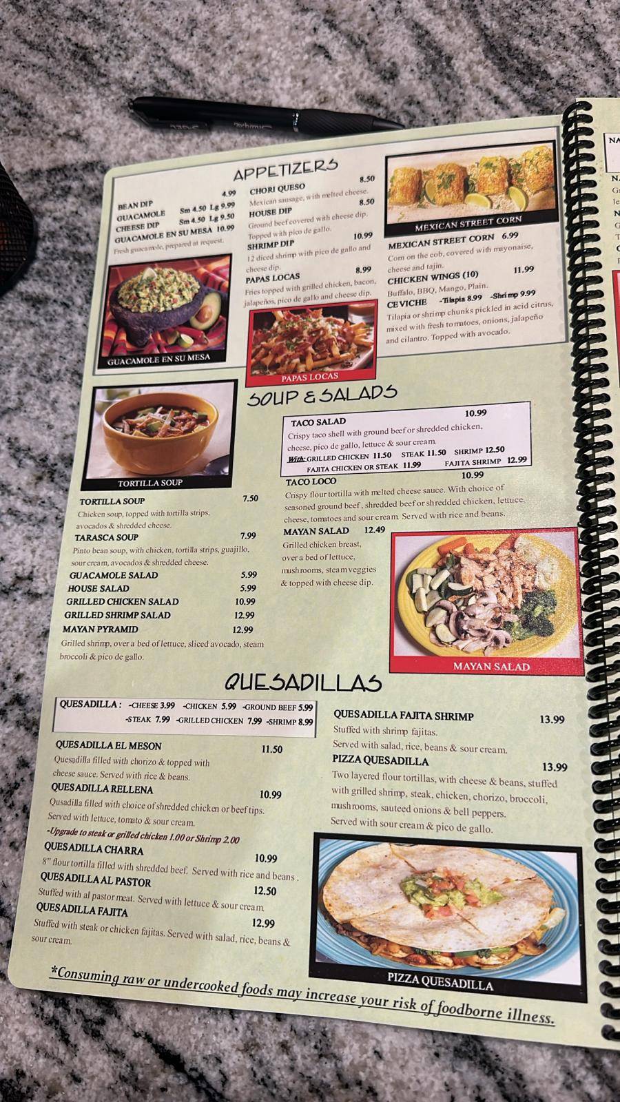 Menu at El Meson San Pedro Mexican Restaurant, Sparta