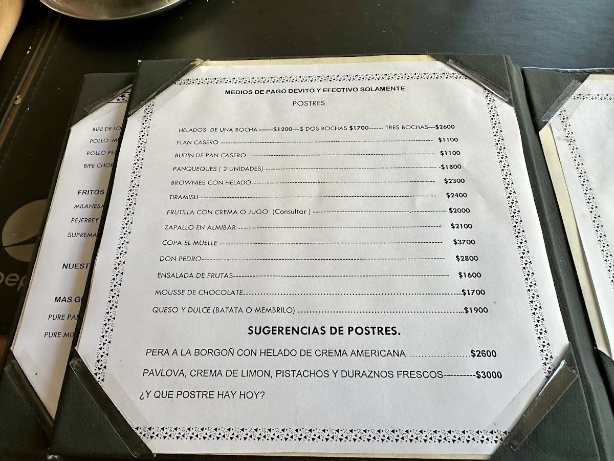 Carta de El Muelle Restaurante, San Nicolás de los Arroyos