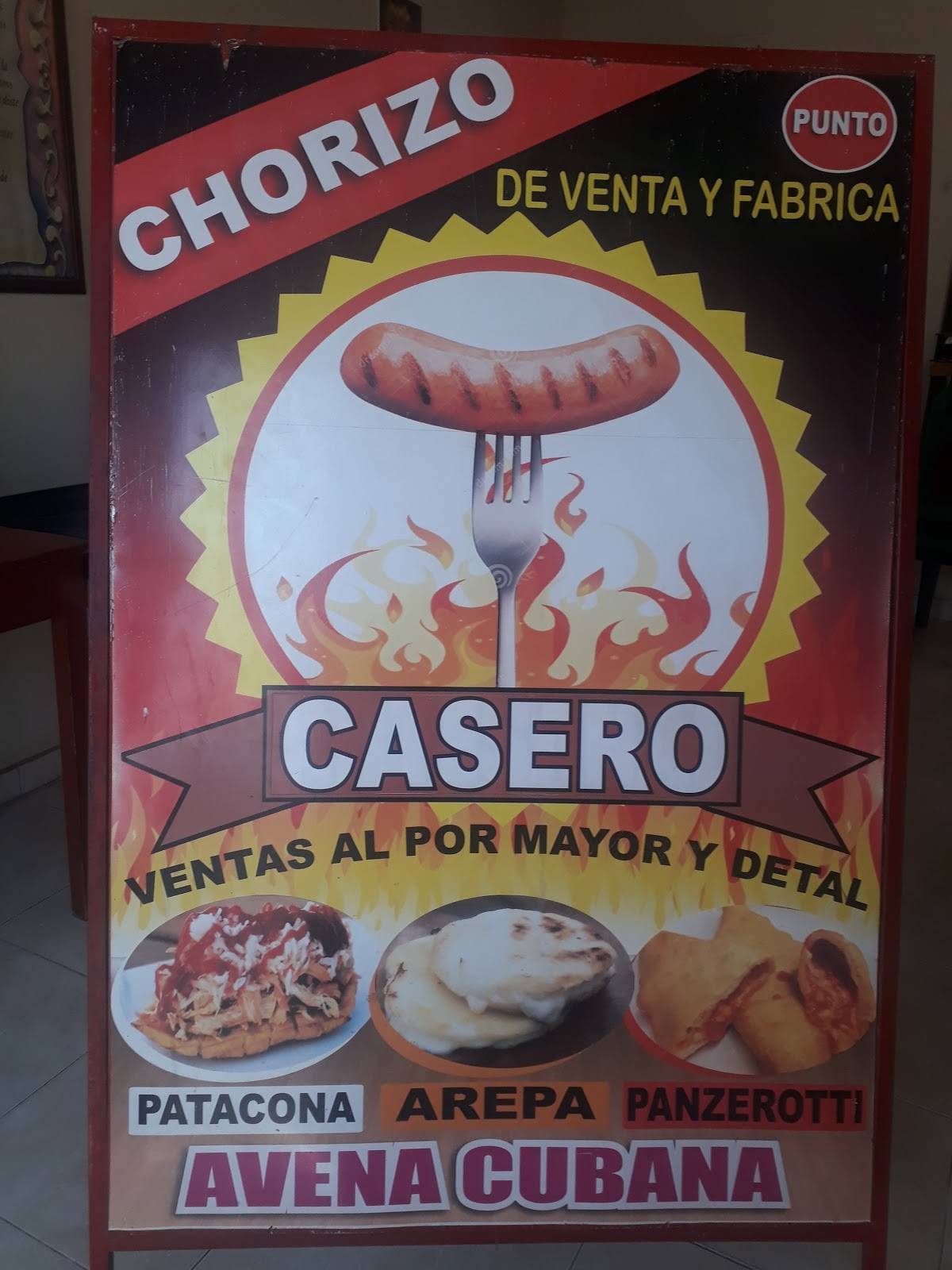 Menu at El Punto Del Chorizo restaurant, Colombia