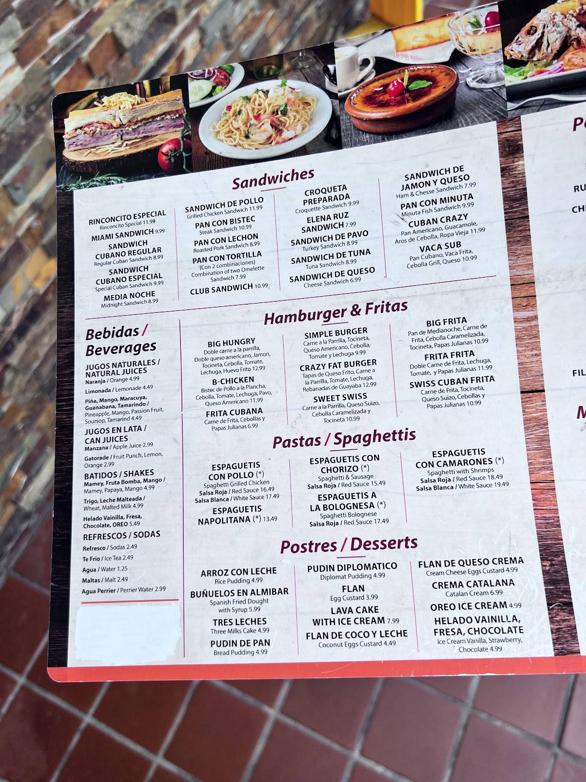 Menu at El Rinconcito Latino Sunset Drive restaurant, Kendall West, SW ...