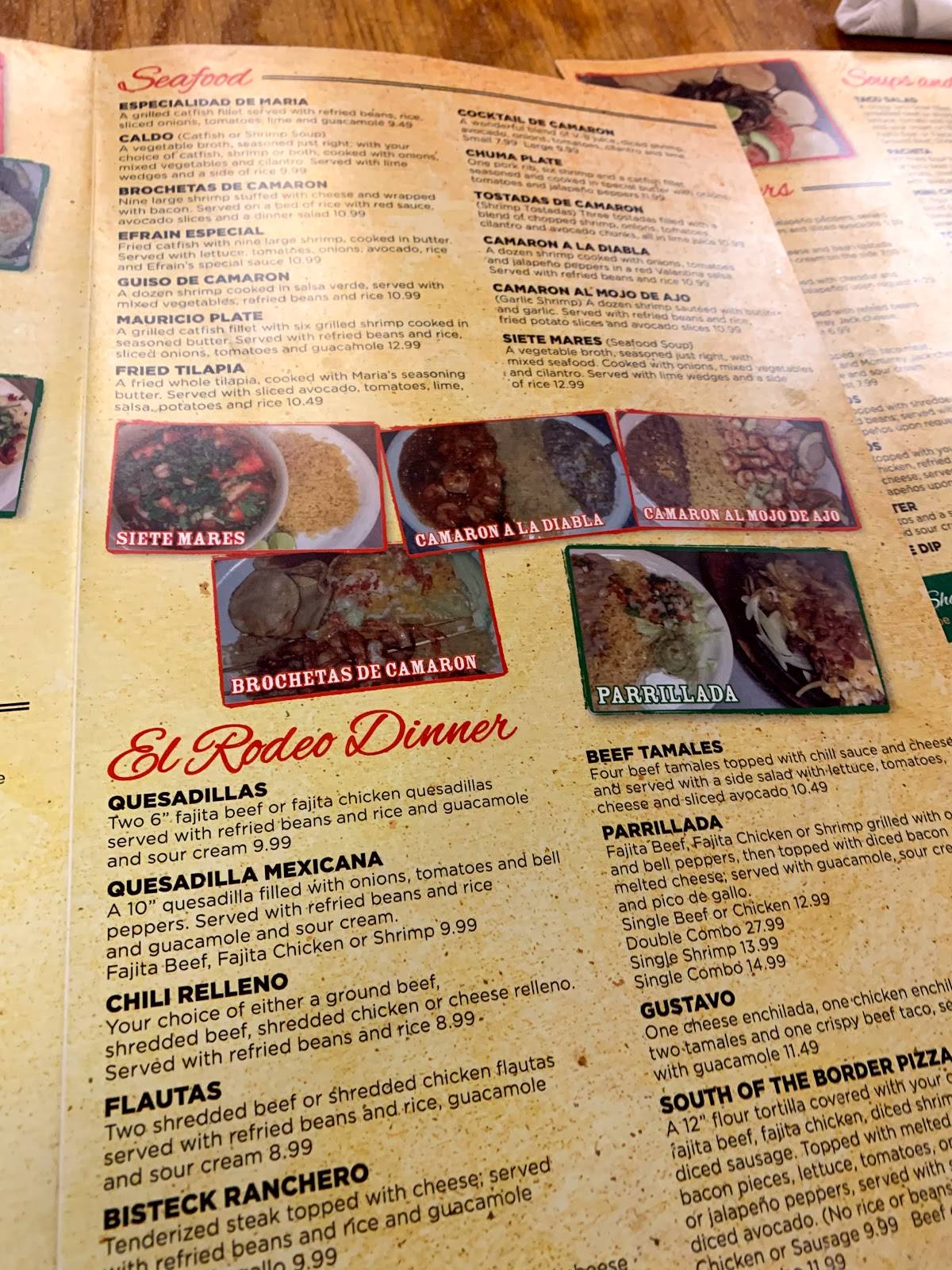 Menu at El Rodeo restaurant, Guthrie