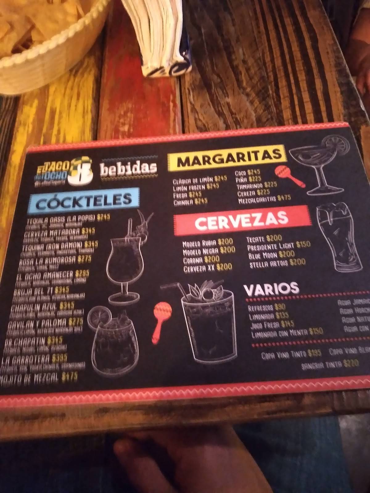 Carta del restaurante El Taco del 8, Santo Domingo, C. Agustín Lara 9