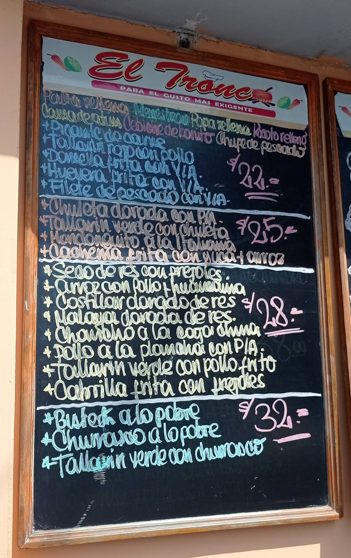 Carta del restaurante El Tronco, Lima, 3491 Maranga San Miguel