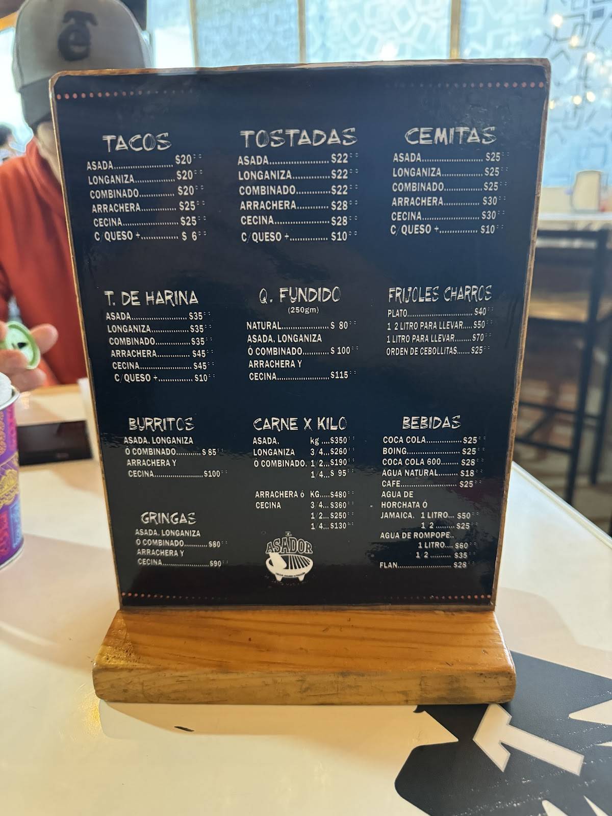 Carta del restaurante El asador, San Juan Cuautlancingo