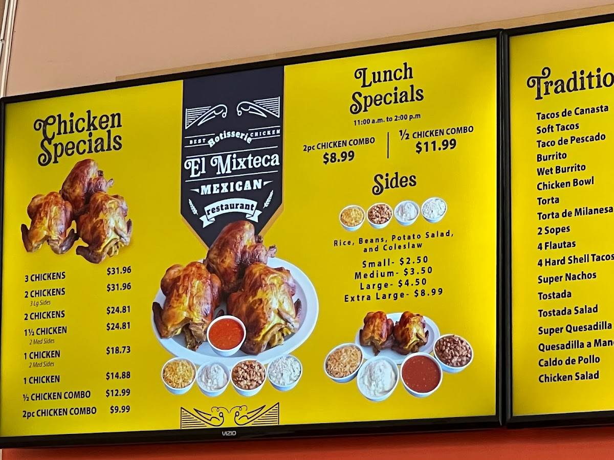 Menu at El mixteca restaurant, South Gate, Firestone Blvd