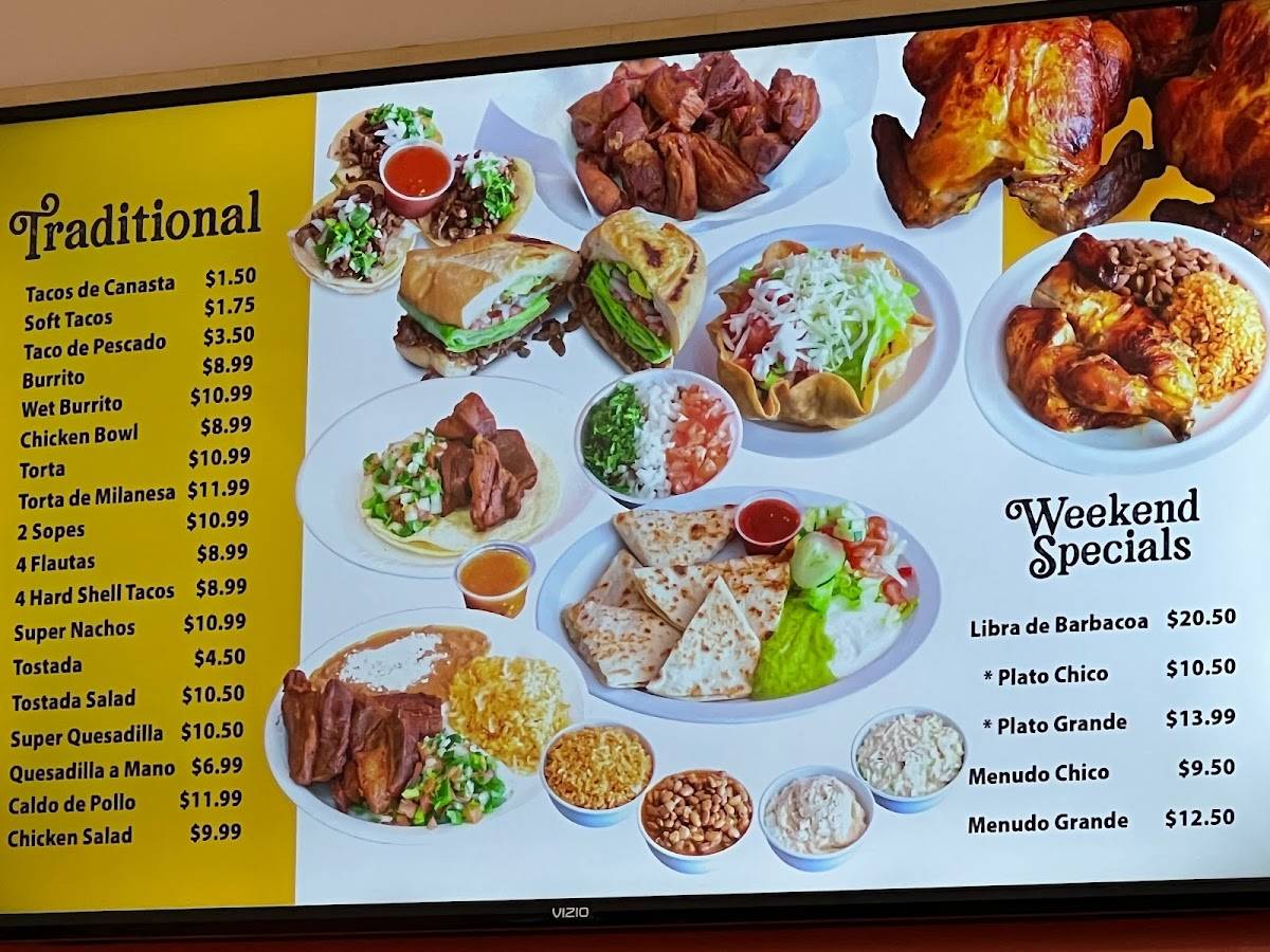 Menu at El mixteca restaurant, South Gate, Firestone Blvd