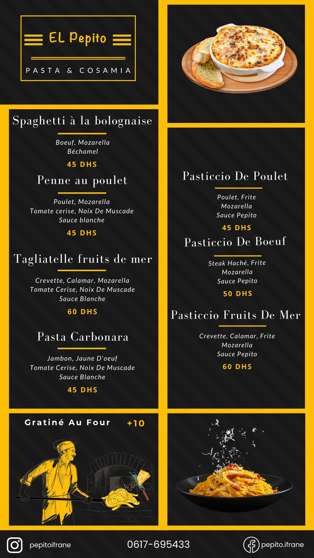 Menu au El pepito restaurant, Ifrane