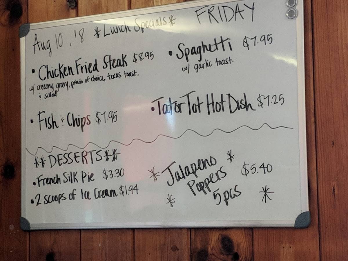 Menu at Elbow Room restaurant, Albert Lea