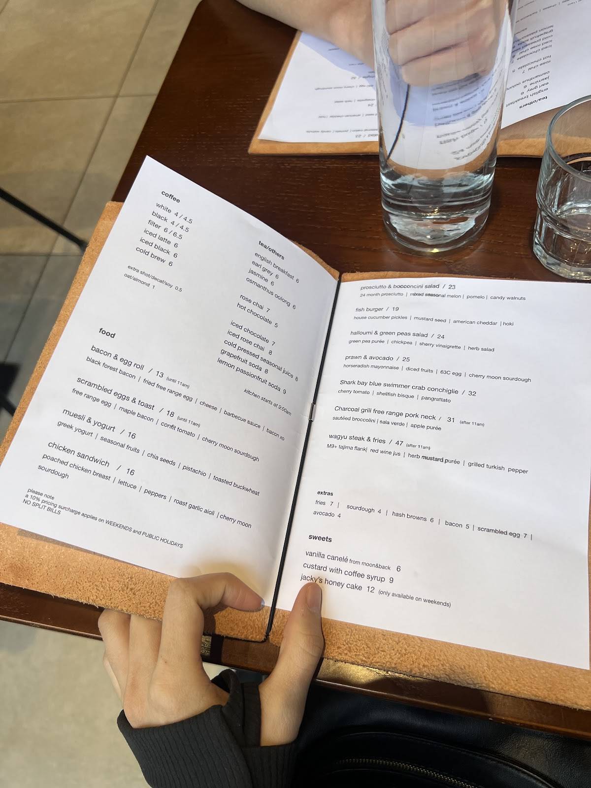 Menu at Ellen cafe, Alexandria