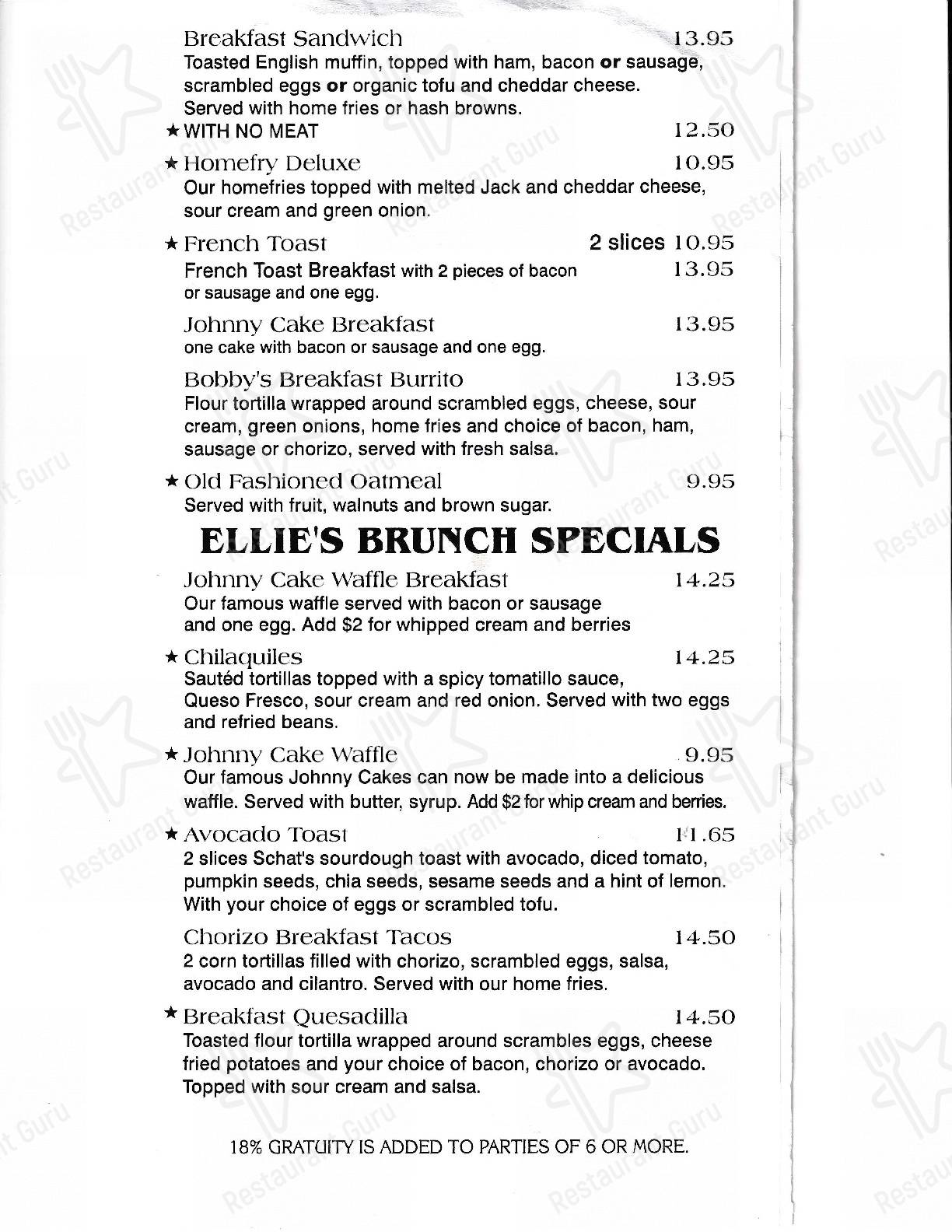 Menu at Ellie's Mutt Hut cafe, Ukiah