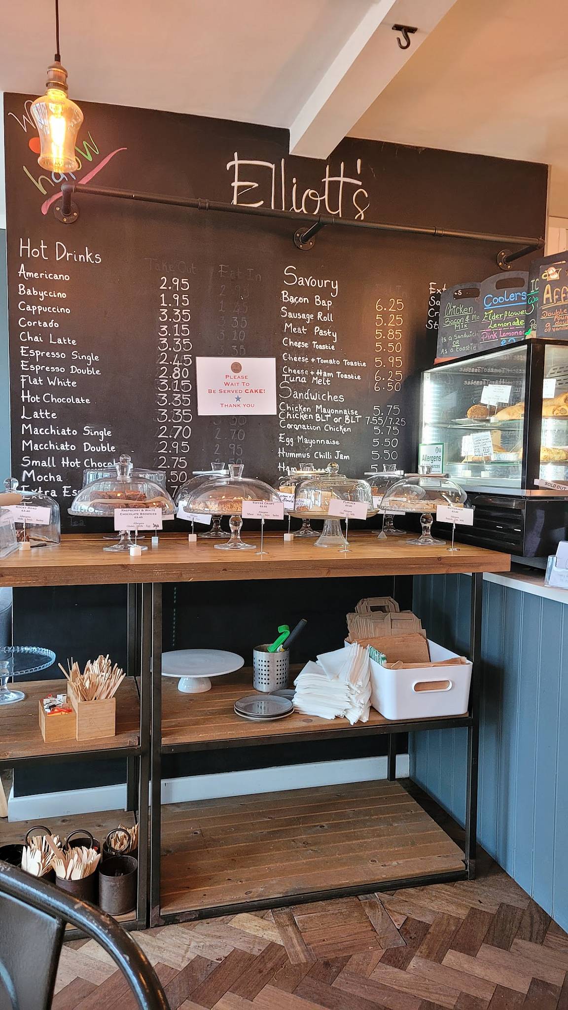 Menu at Elliott's Coffee Shop cafe, Chiddingfold
