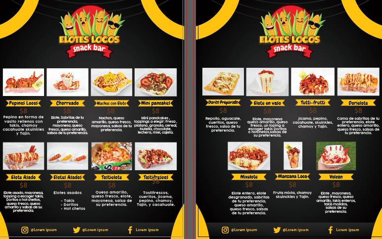 Menu at Elotes Locos restaurant, Dalton
