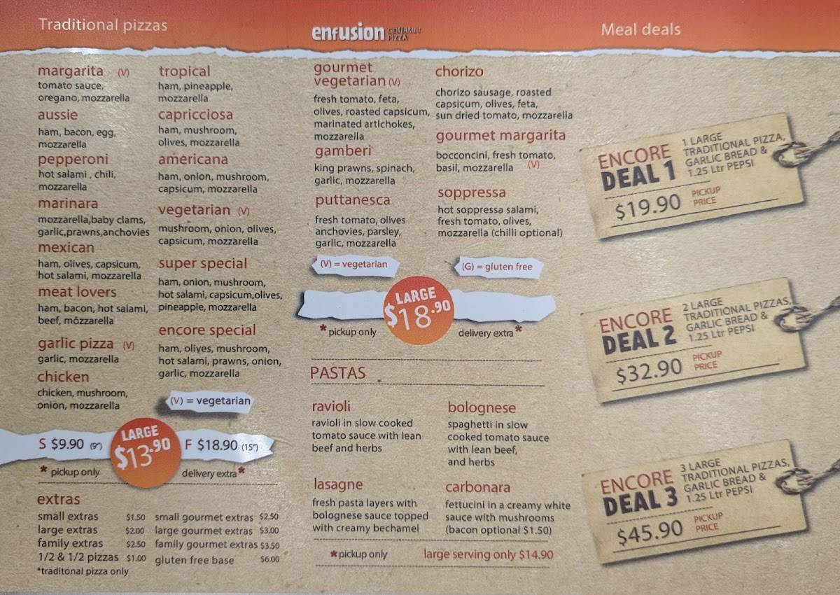Menu at Encore Pizza Cranbourne pizzeria, Cranbourne