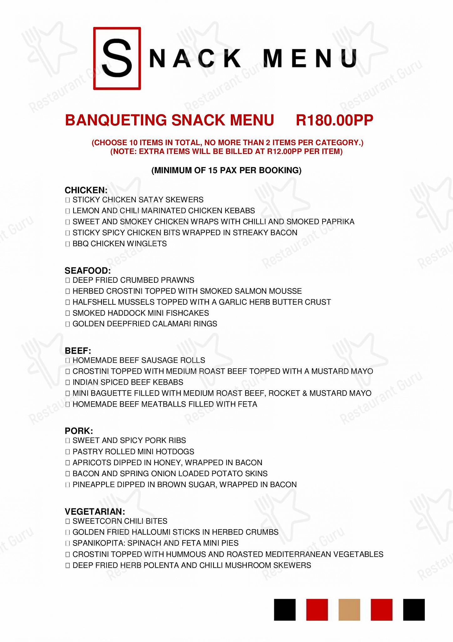 Menu at Encore Restaurant & Conference Ctr, Cape Town