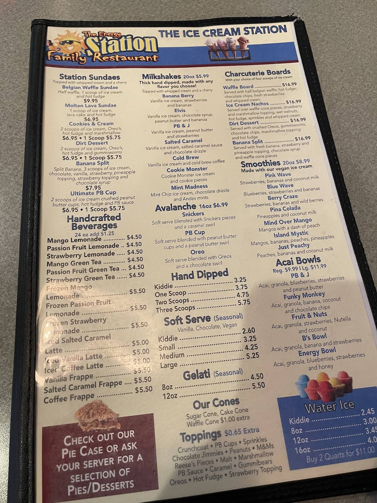 Menu at Energy Station restaurant, Harleysville