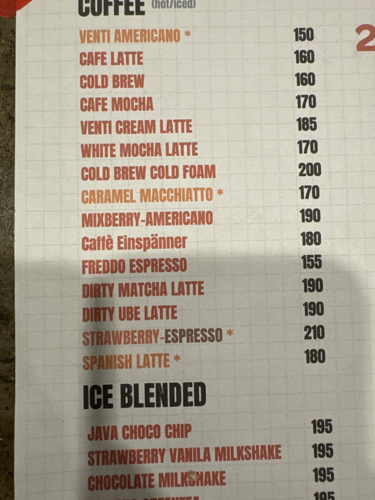 Menu at Enjoy Venti cafe, Mandaue City