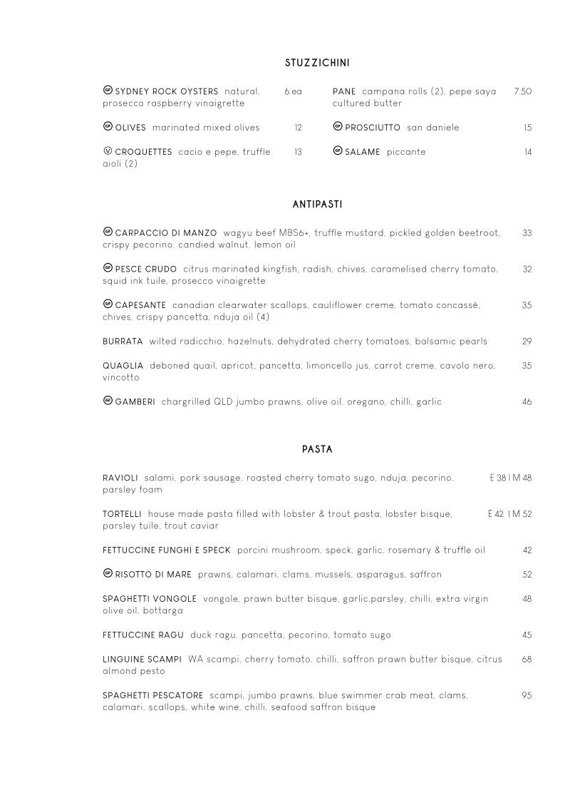 Menu at Entrata Restaurant, Glenhaven