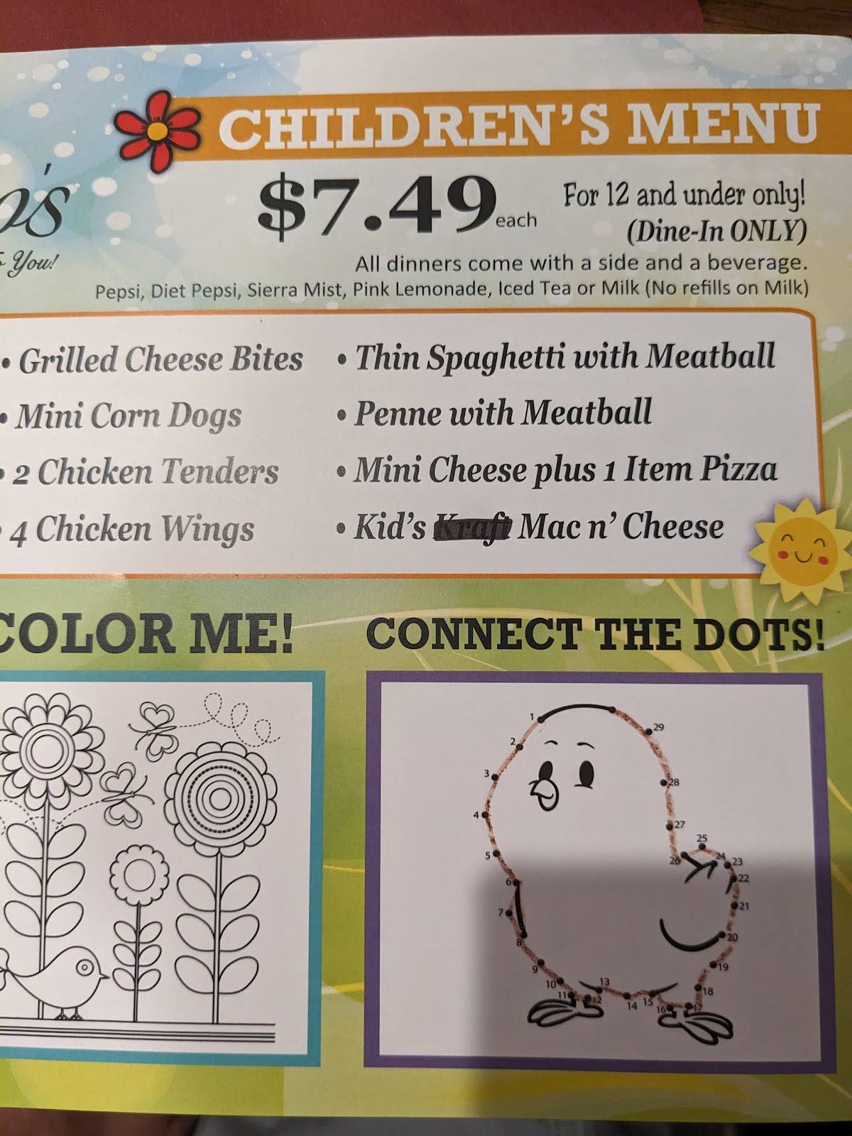 Menu at Valerio's Italian Restaurant, Erie, E 38th St
