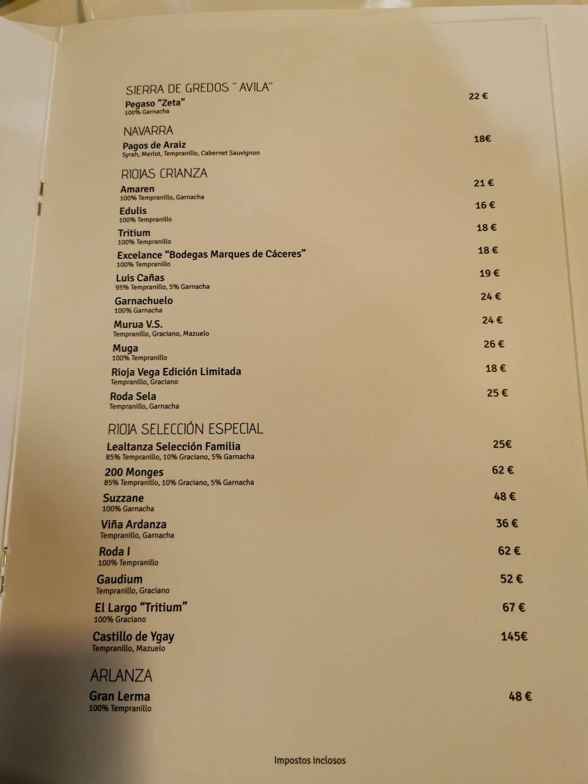 Carta del restaurante La Borda del l Avi, La Massana