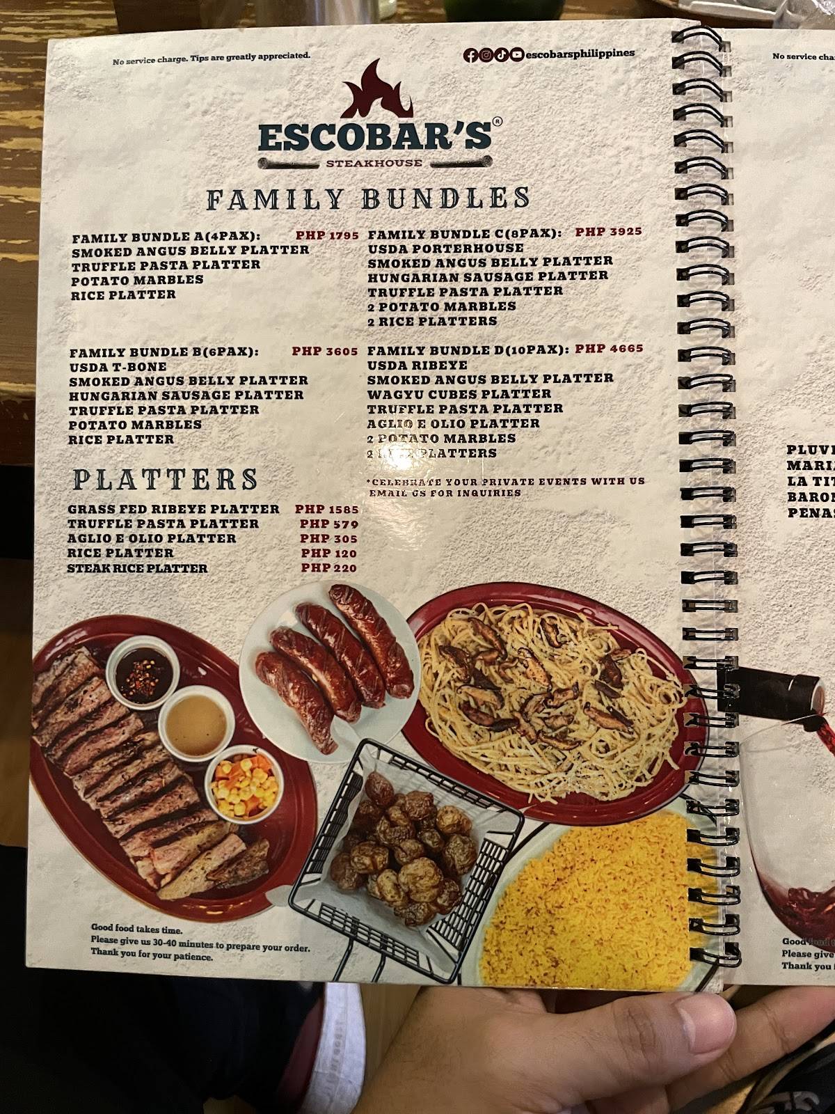 Menu at Escobar’s Steakhouse, Quezon City