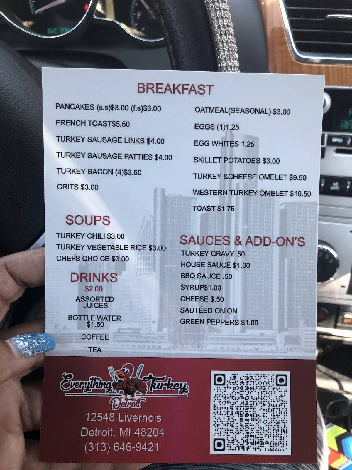 Menu at Everything Turkey restaurant, Detroit