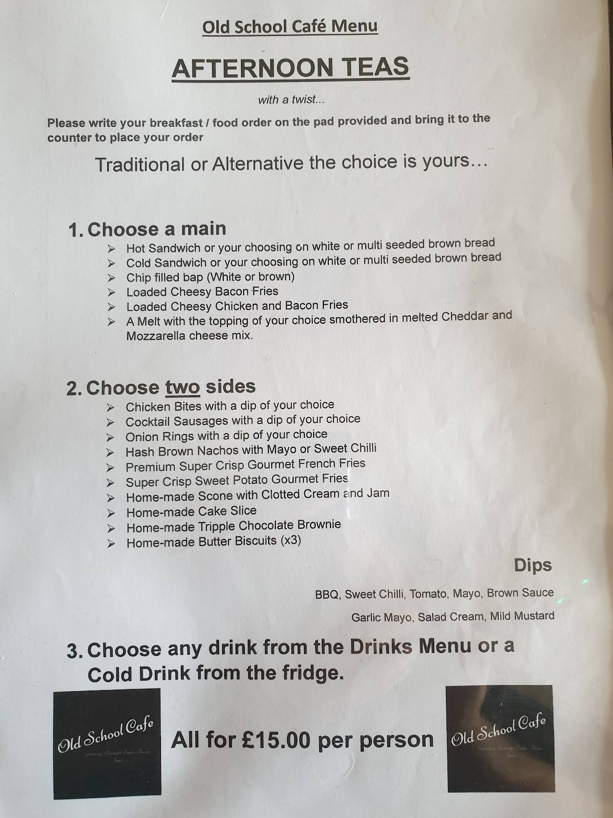 Menu at Old School Café cafe, Evesham