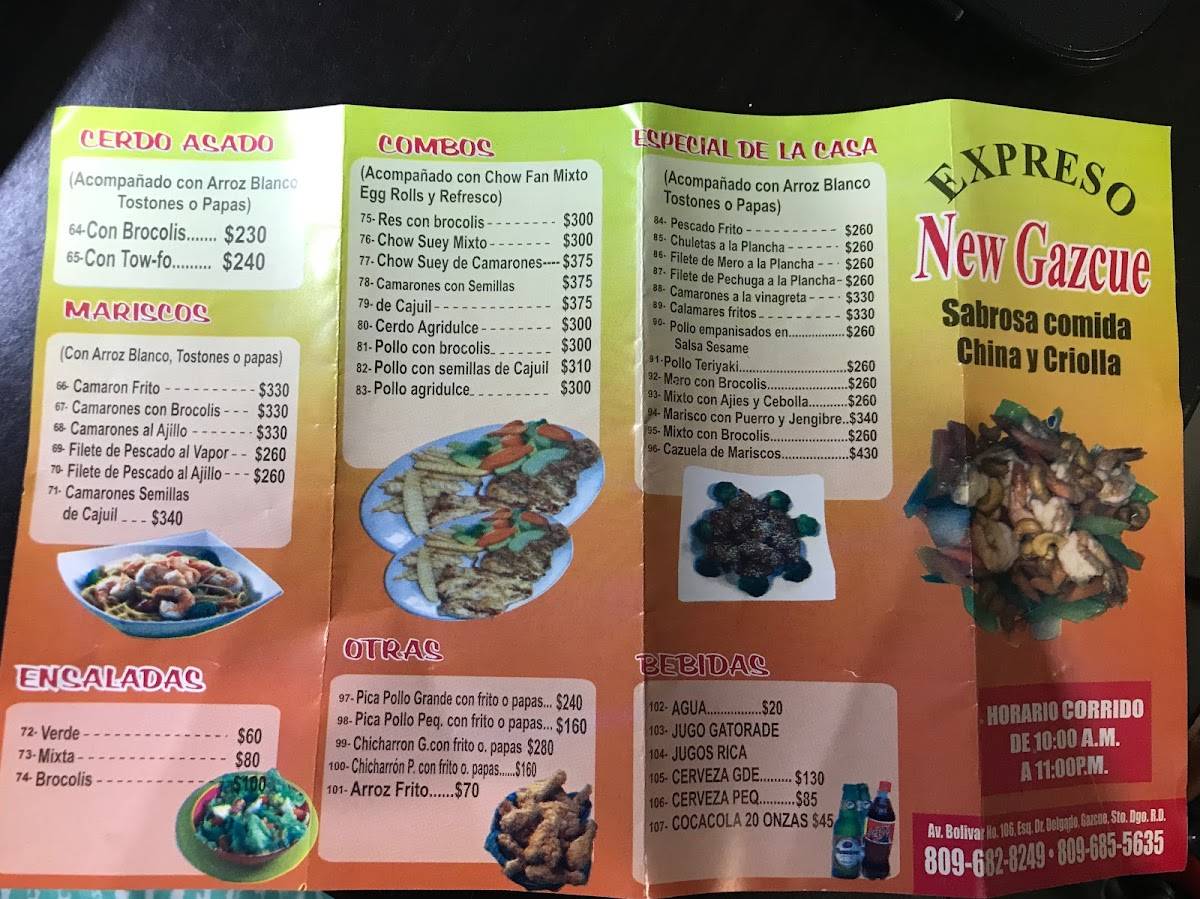 Carta del restaurante Expreso New Gazcue, Santo Domingo